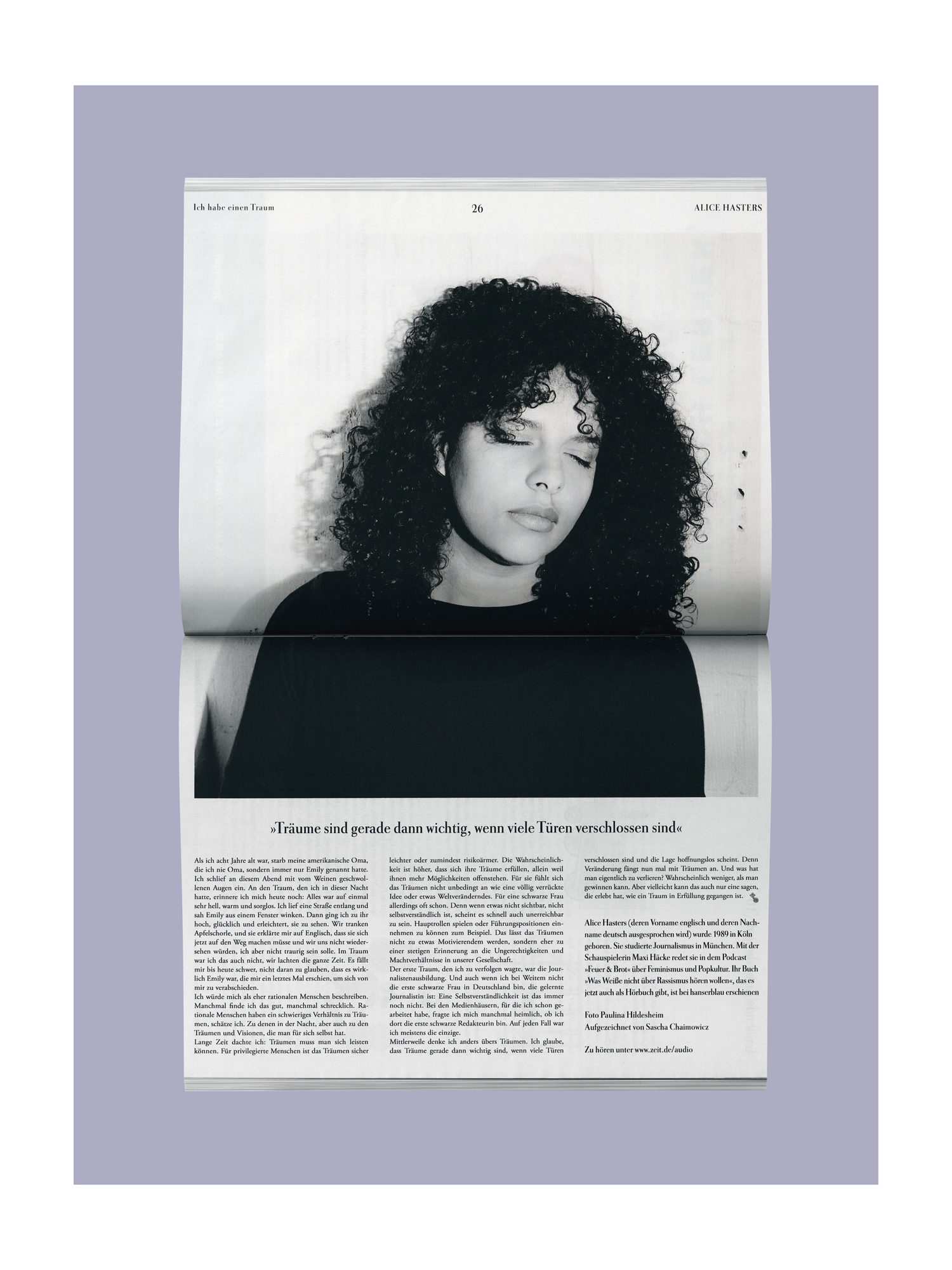 Paulina Hildesheim — Alice Hasters, ZEIT Magazin, 2020